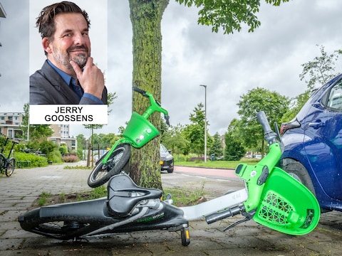 De Lime bike oogt volgens Jerry alsof de zijwieltjes er nog maar net ...