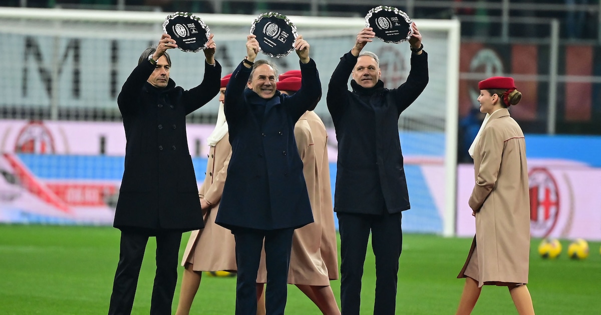 Ruud Gullit, Frank Rijkaard en Marco van Basten genieten van ...
