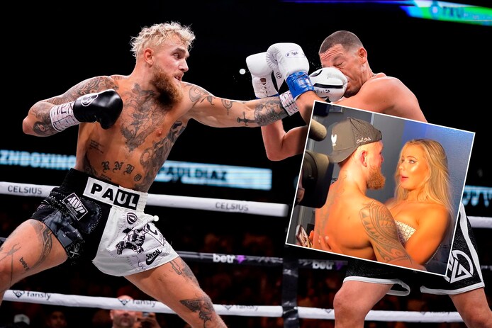 Trotse Jutta Leerdam valt Jake Paul in de armen na entree met tank ...