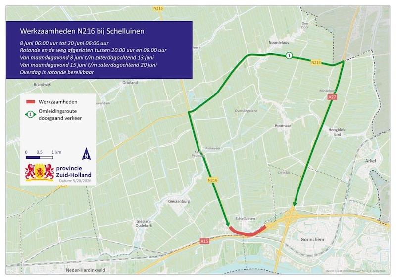Werkzaamheden aan rotonde N216/Zandkade bij Schelluinen | Regio | AD.nl