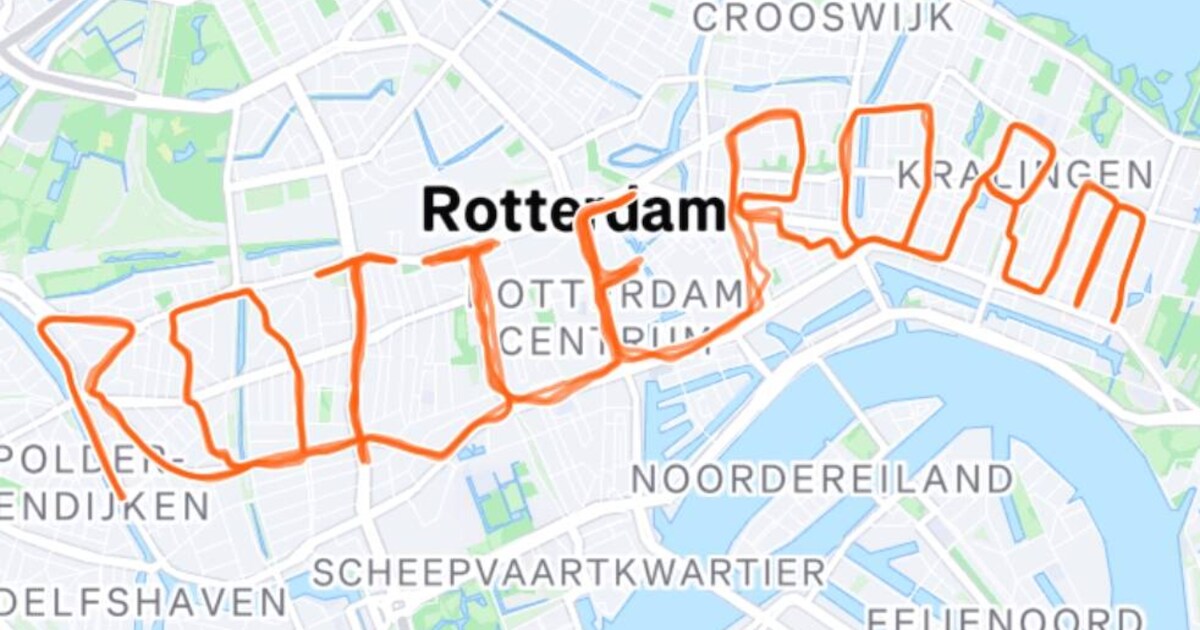 Vrienden lopen het woord ‘Rotterdam’ door de stad: 'De 'T' ging een ...