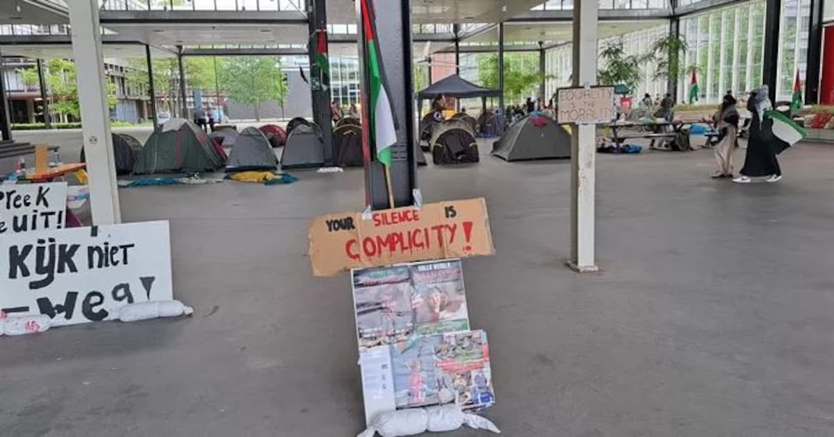 Pro-Palestijnse betogers verstoren debat EU-lijsttrekkers TU Eindhoven ...