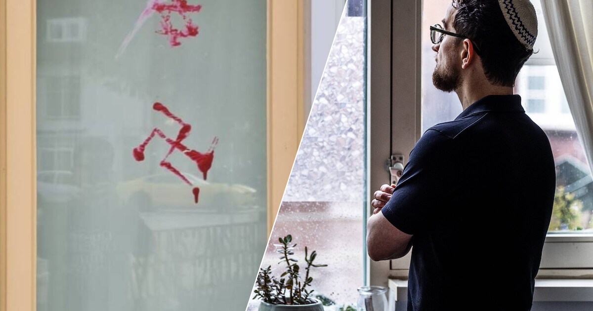 Hakenkruizen op het raam en Hitler door de bus, zorgen om vele ...