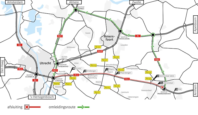 Google Maps raakt dit keer níet van de leg als omleidingsroute voor A12 ...