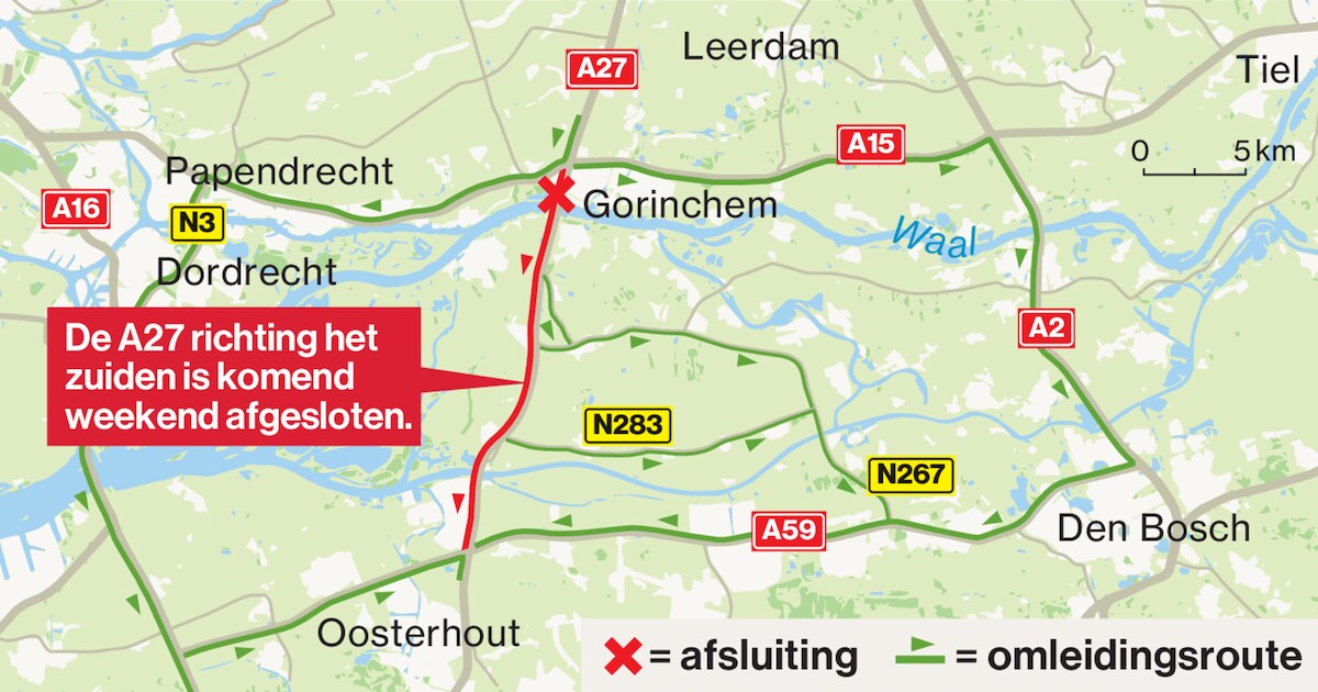A27 is afgesloten, wat zijn de omleidingen?