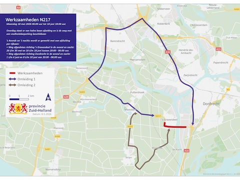 N217 bij ’s-Gravendeel maand lang op de schop: nachtafsluitingen en ...