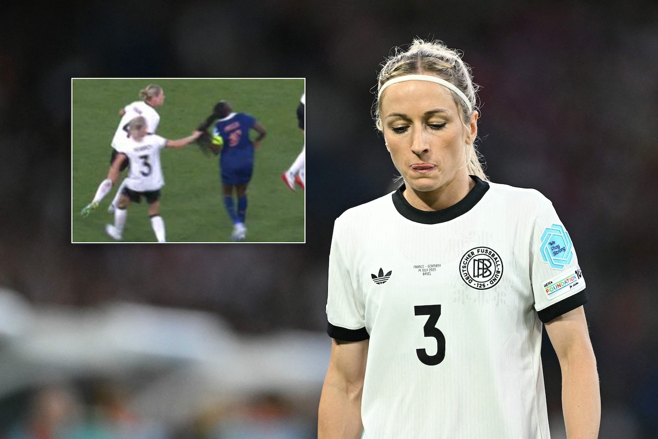 Opmerkelijke rode kaart: Duitse verdedigster veroorzaakt penalty door ...