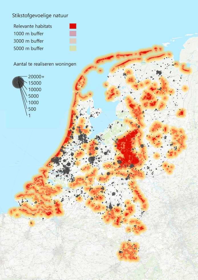 Dit kaartje laat zien hoe groot het stikstofprobleem voor de bouw is: ‘Schrikbarend’ | Wonen | AD.nl
