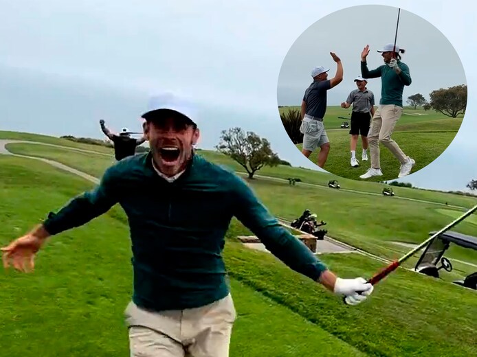 Gareth Bale slaat eerste hole-in-one en gaat compleet uit zijn dak ...