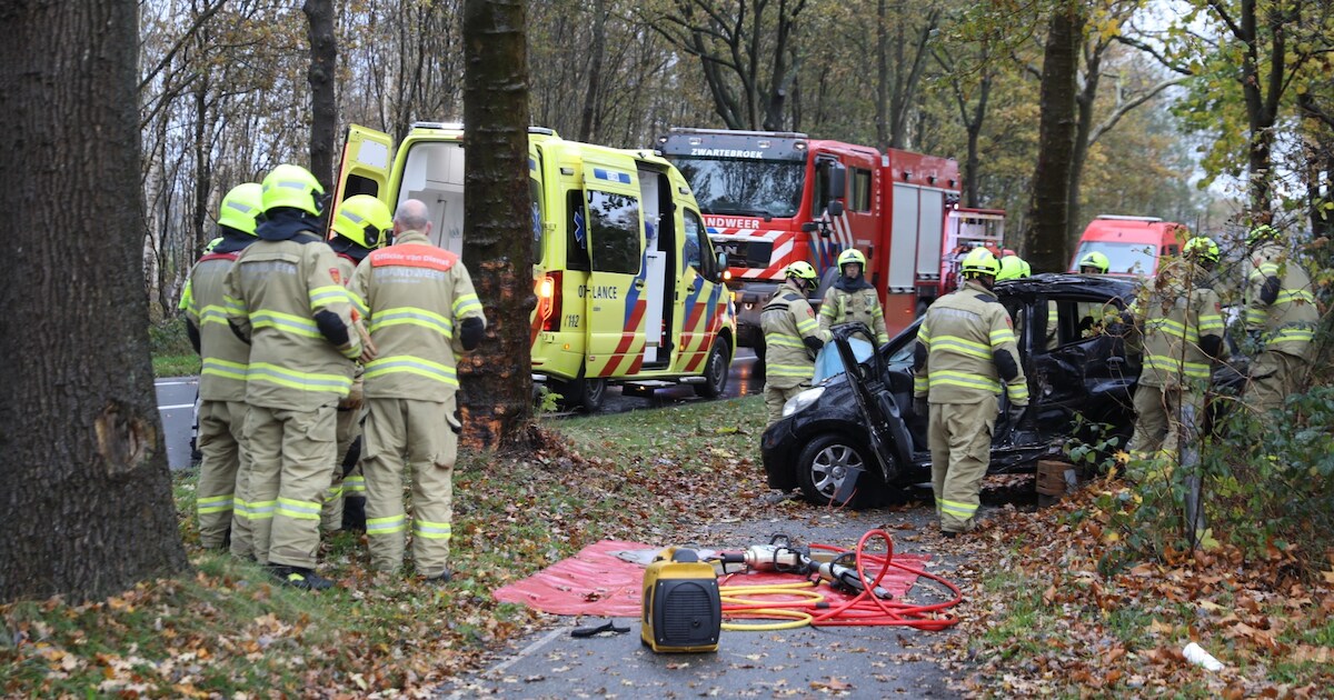 Automobilist moet uitwijken voor vrachtwagen en botst tegen boom in Zwartebroek | Amersfoort | AD.nl