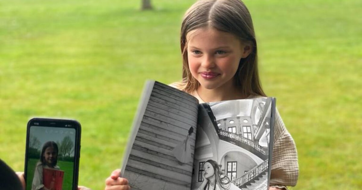 Joeke (8) als een van de jongste modellen ooit in modetijdschrift Vogue ...