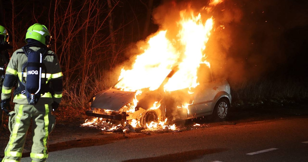 Vlammen slaan wild om zich heen: auto brandt volledig uit bij Lieren ...