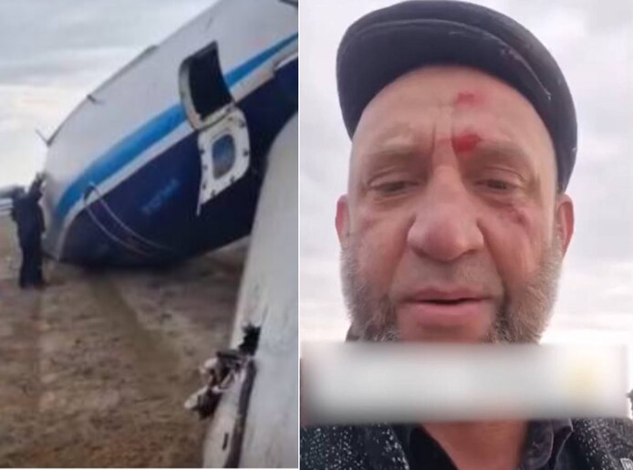 Man die vliegtuigramp Kazachstan overleefde, maakte video net na crash ...