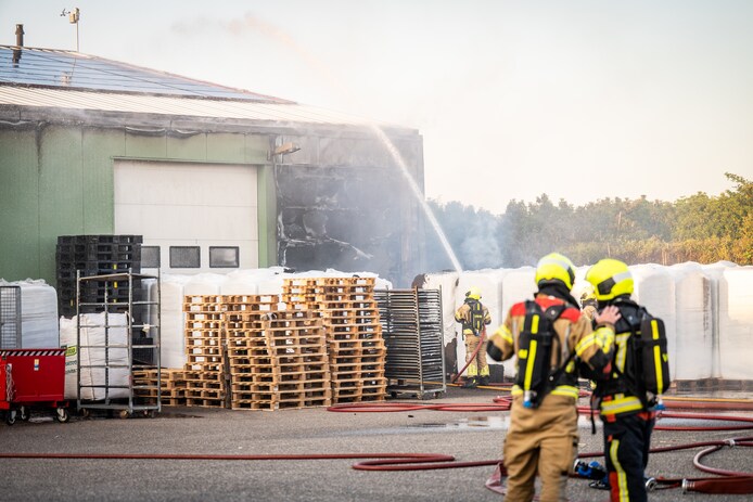 Brand uitgebroken in grote loods van boomkwekerij in Boskoop, pand ...