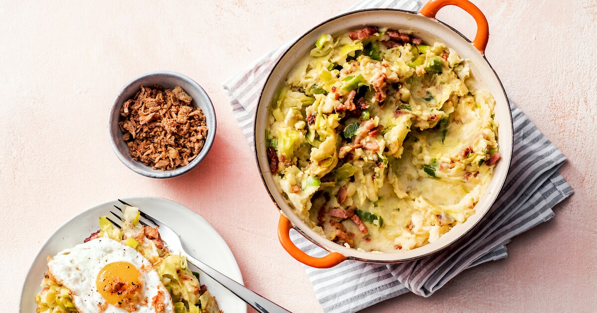Wat Eten We Vandaag: Spitskoolstamppot met prei, spek en gebakken ei ...
