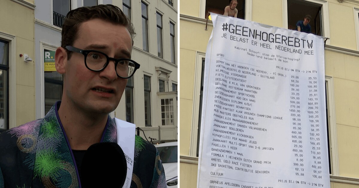 VIDEO | Protest tegen btw-verhoging: 20 meter lange kassabon rolt uit ...