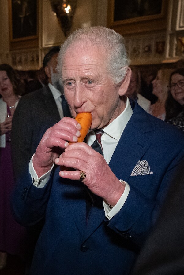 Koning Charles speelt lachend op bijzonder instrument: een wortelfluit ...