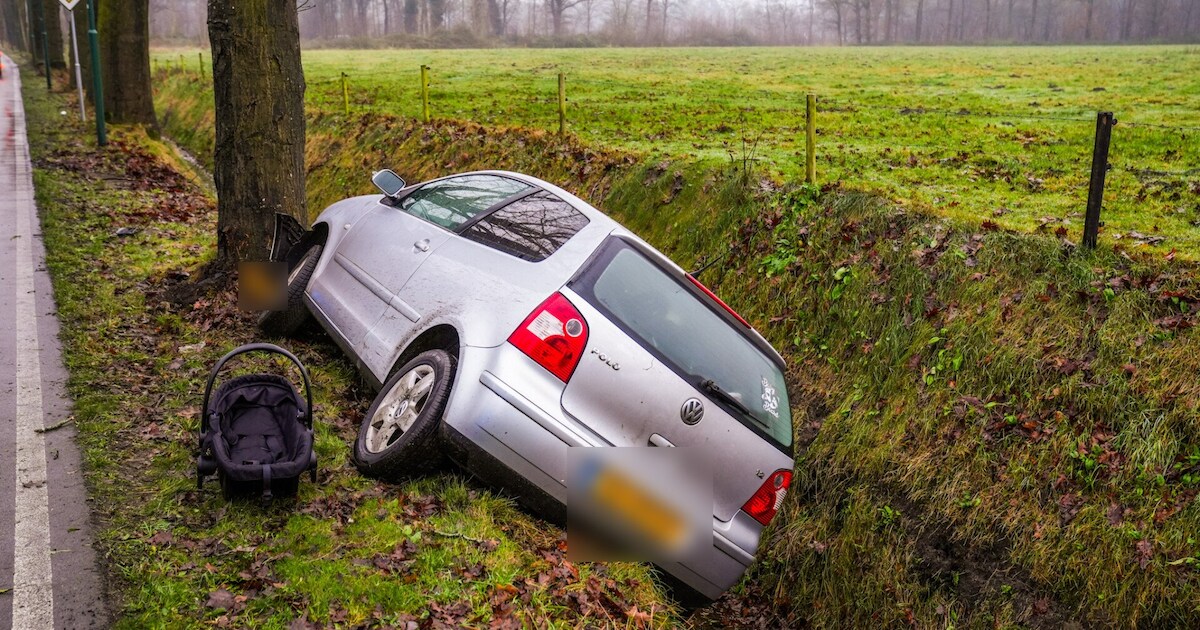 Vrouw en jong kind raken gewond als auto tegen boom botst in Heeze | 112 nieuws Heeze-Leende | AD.nl