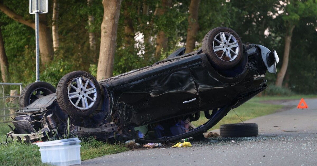 Auto slaat over de kop bij eenzijdig ongeval op Himsterfinnen in Kortehemmen - Oozo.nl