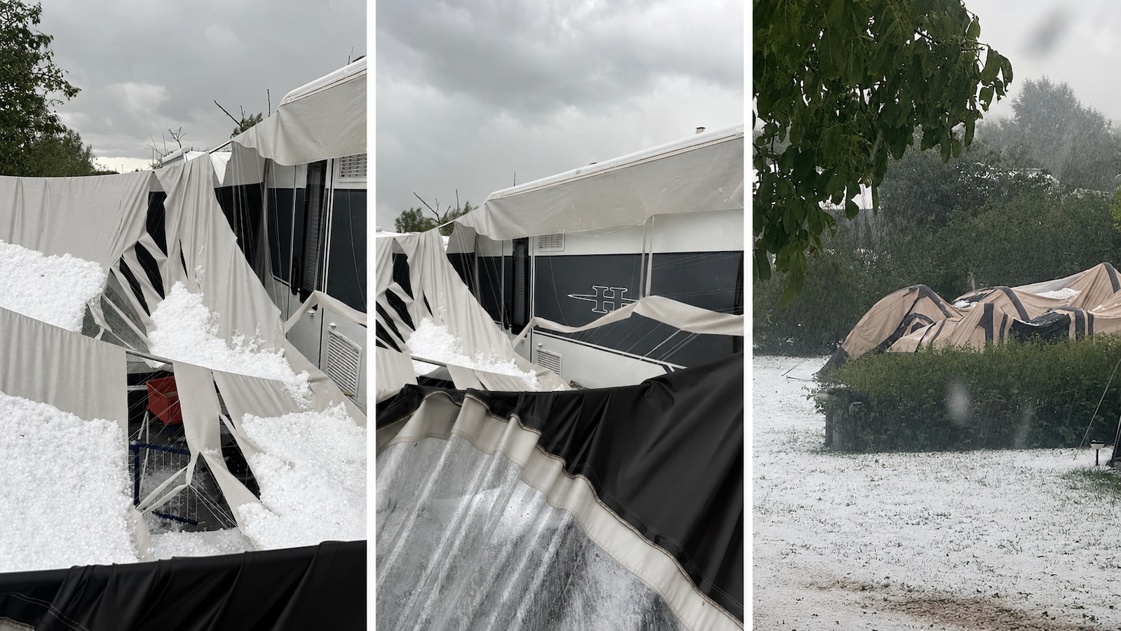 Enorme hagelbui richt ravage aan op camping in Raamsdonk | Foto | AD.nl