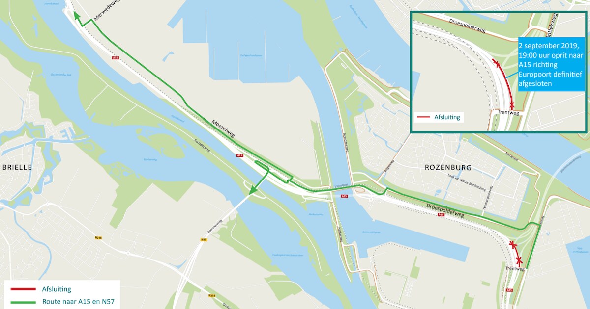 Rozenburg raakt oprit naar A15 kwijt, dit is hoe je kan omrijden ...