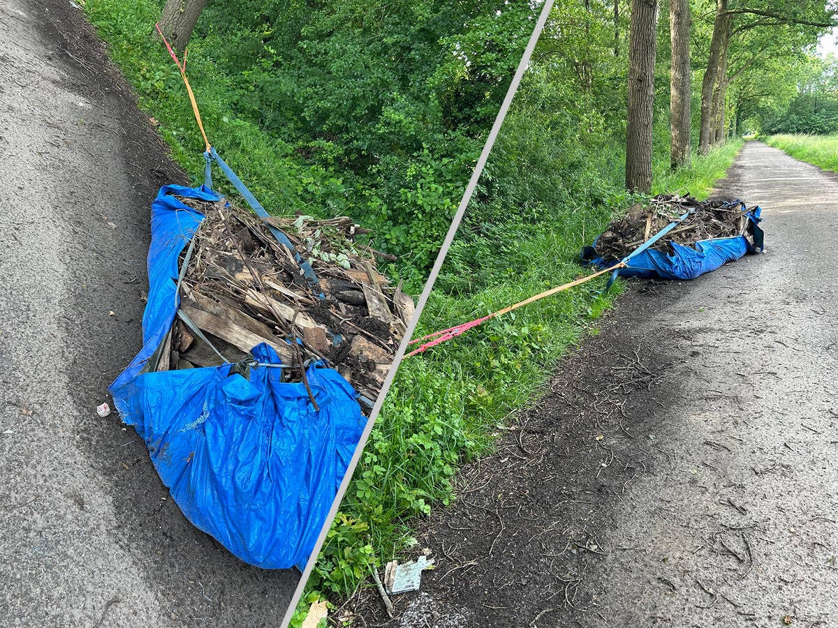 Afvaldumper bindt lading vast aan boom in Enschede en rijdt weg | Foto ...