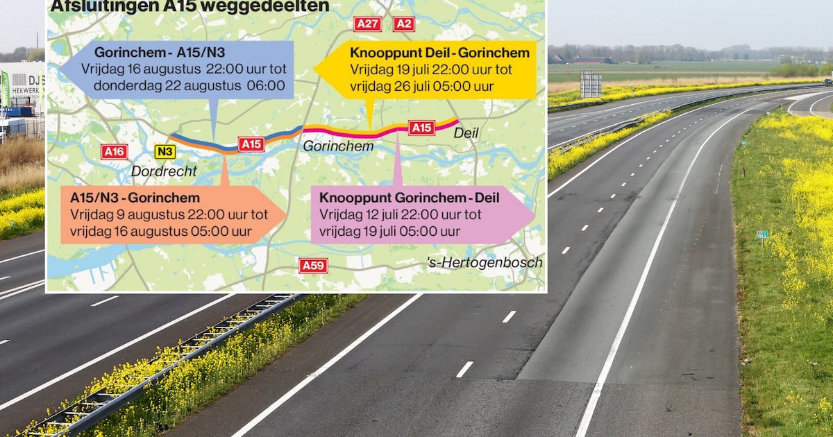 Werk aan de A15 begint en vanaf nu gaat de snelweg vaak op slot ...