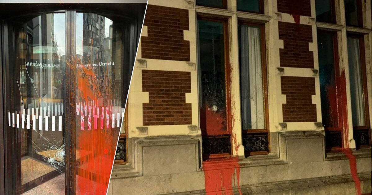 Universiteit Utrecht doet aangifte van ingegooide ruiten en met rode ...
