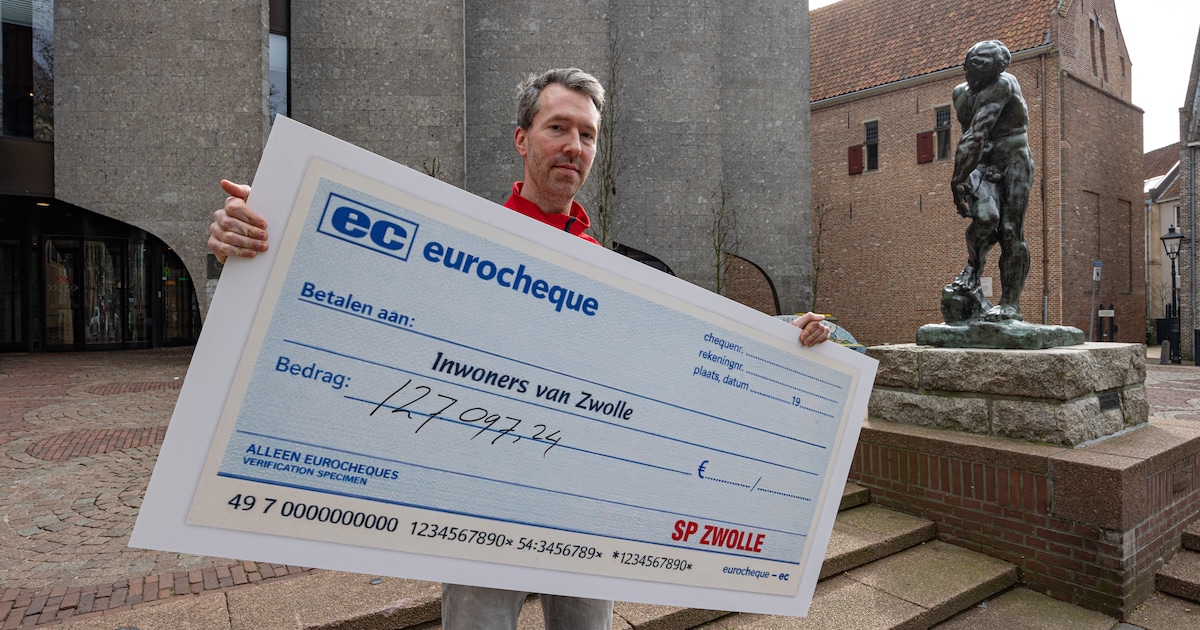 Cheque van ruim een ton, maar bij gemeente Zwolle wil niemand ‘m ...