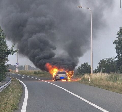 Auto vliegt dinsdagmiddag in brand op afrit bij Rosmalen, bestuurder ...