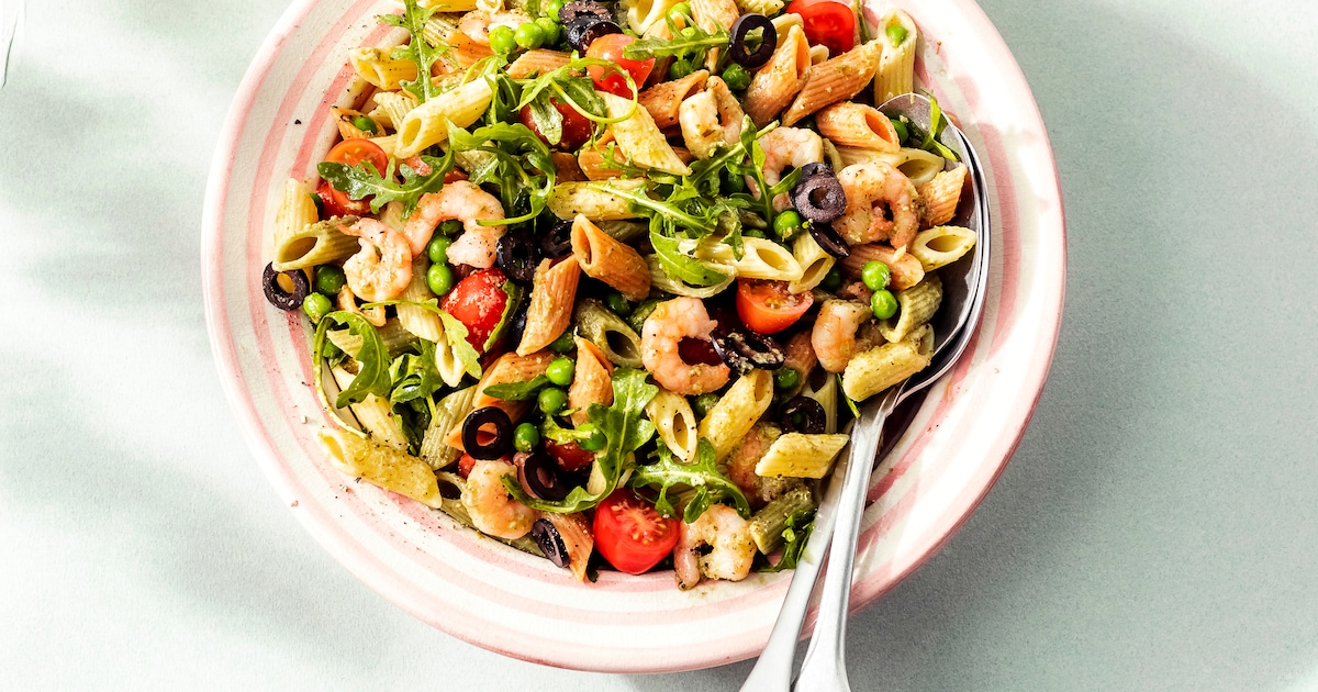 Wat Eten We Vandaag: Pastasalade met pesto en garnalen | Koken & Eten ...