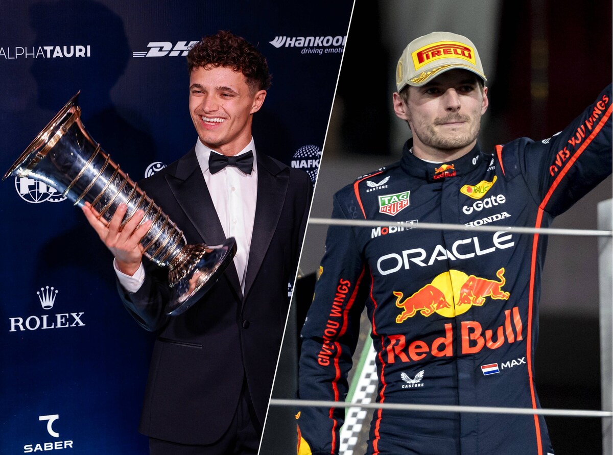 Lando Norris ontvangt wereldbeker na vreemd moment met FIA-president ...