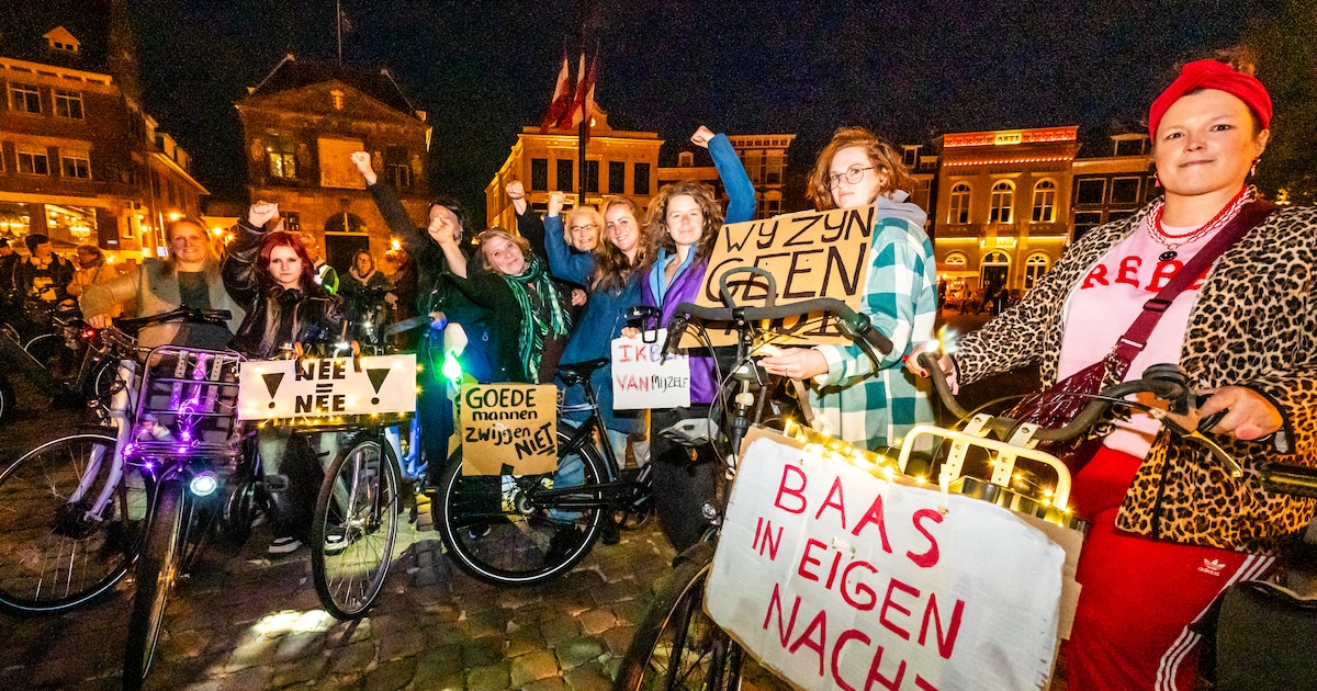 ‘Wij eisen de nacht op’: ook in Gouda springen Dolle Mina’s en hun aanhangers op de fiets ...