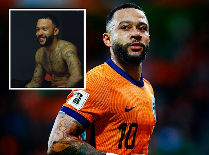 Memphis Depay spreekt ploeggenoten toe na recordgoal voor Oranje ...