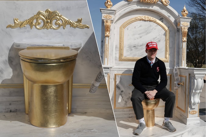 Gouden toilet duikt op in Washington als protest tegen Trump: ‘Een ...