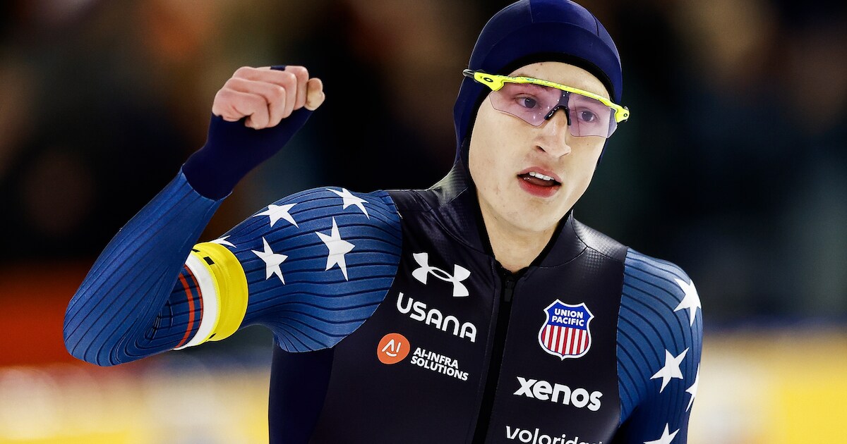 Jordan Stolz verslaat Jenning de Boo in rechtstreeks duel op 1000 meter ...