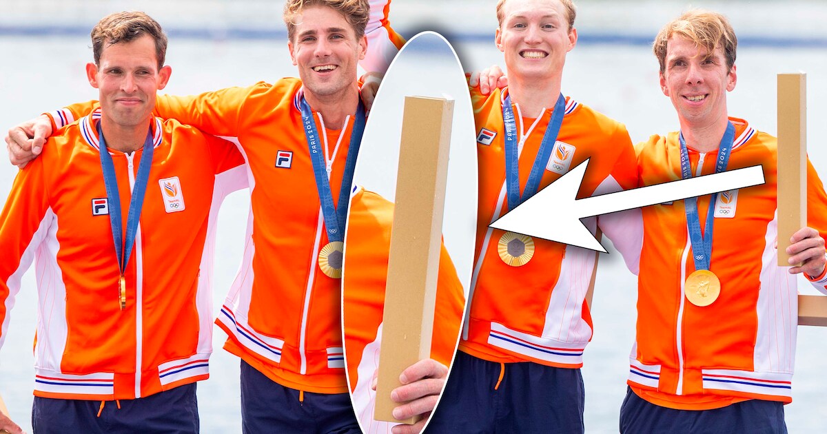 Roeiers krijgen gouden plak met een stukje Eiffeltoren, maar wat zit er ...