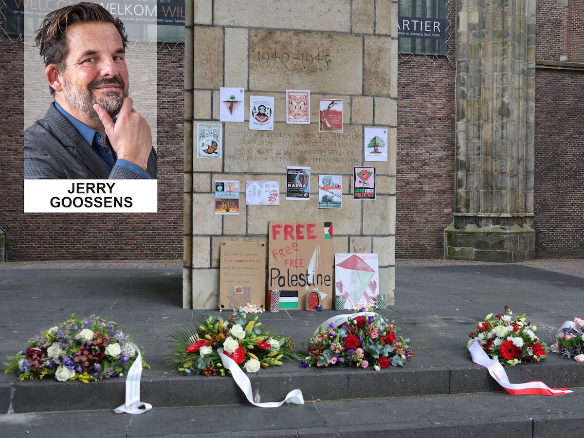 Jerry vindt het pijnlijk dat de krans voor oorlogsslachtoffers achter ...