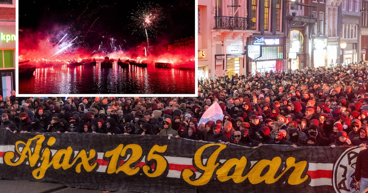 Amsterdam in vuur en vlam: zo vieren supporters van Ajax het 125-jarig ...